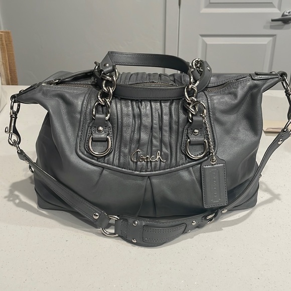 Coach | Bags | Coach Leather Satchel Silver With Dust Bag | Poshmark